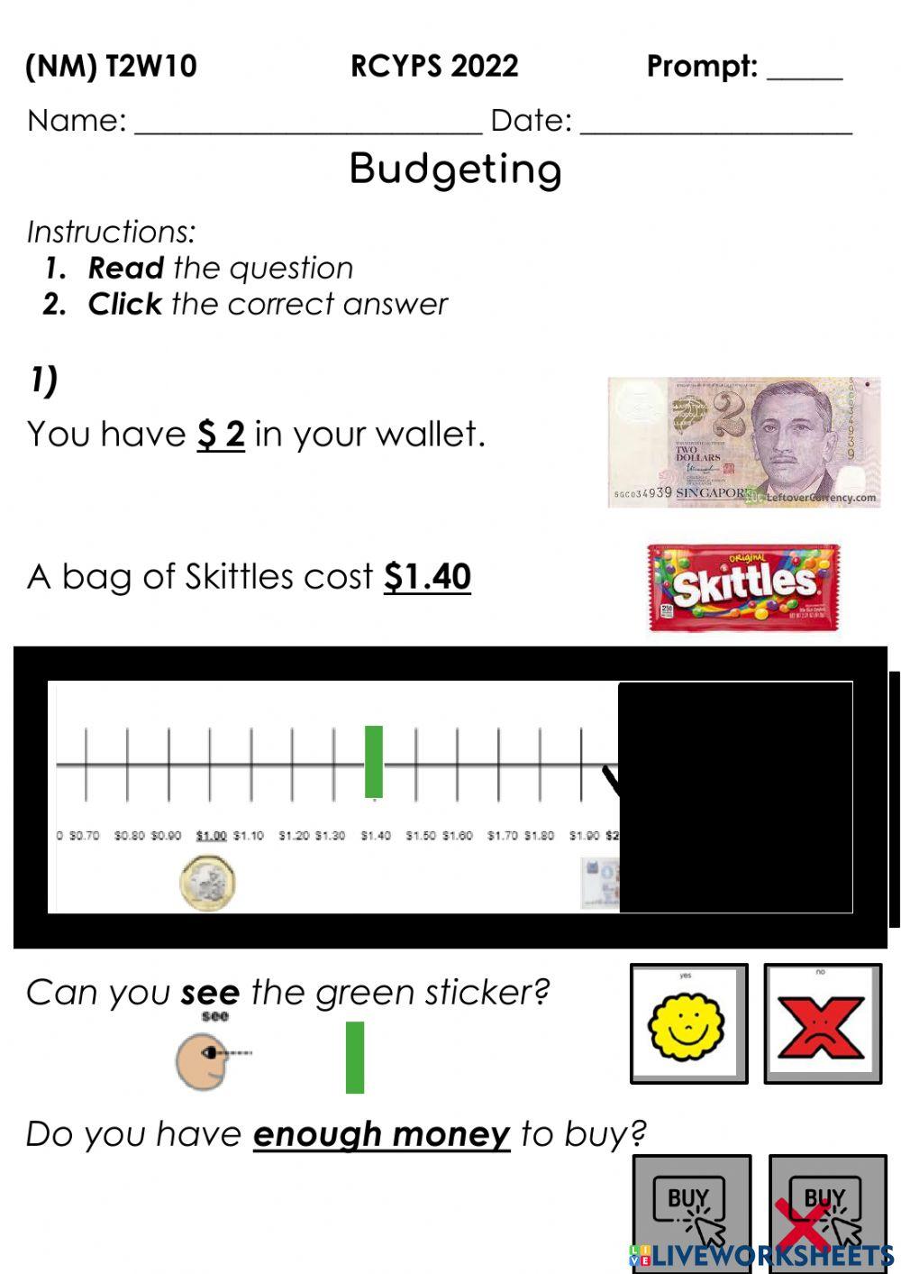 Budgeting | Live Worksheets