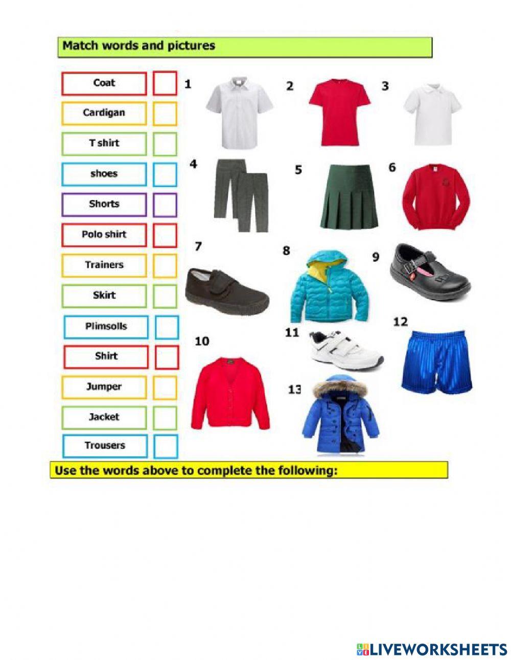 school uniform 2 | Free Interactive Worksheets | 3591754