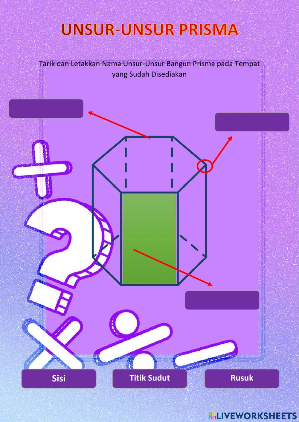 Unsur-unsur prisma dan limas worksheet | Live Worksheets