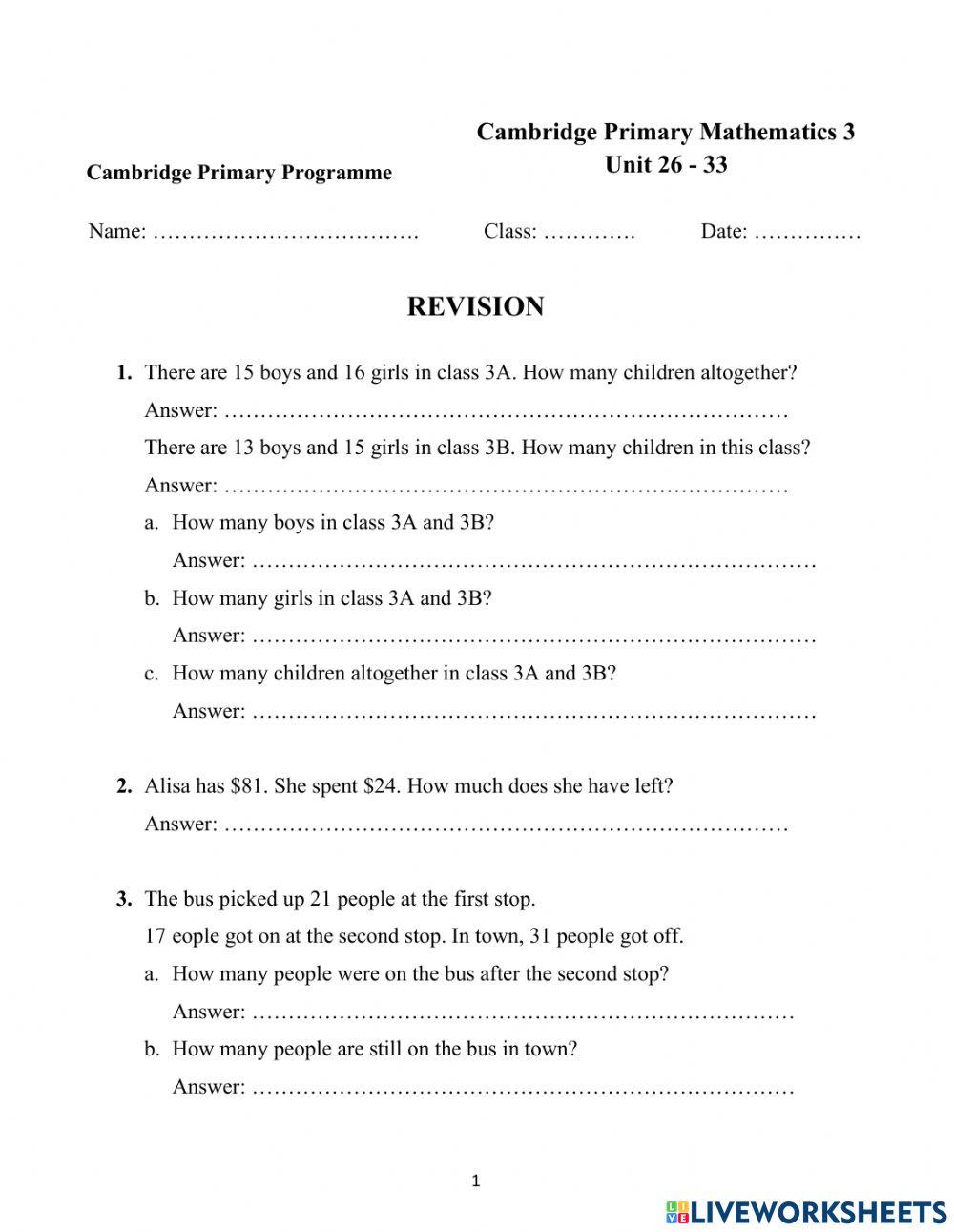 Cpm3-u26-33 worksheet | Live Worksheets