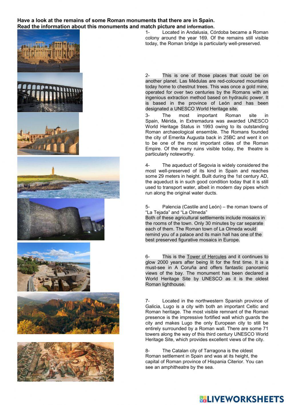 Roman Remains i… | Free Interactive Worksheets | 2055572