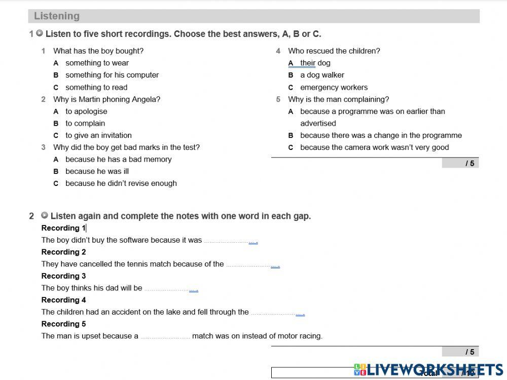 Listening Test Grade 9 6879071 | Tetyana Vyshnevska