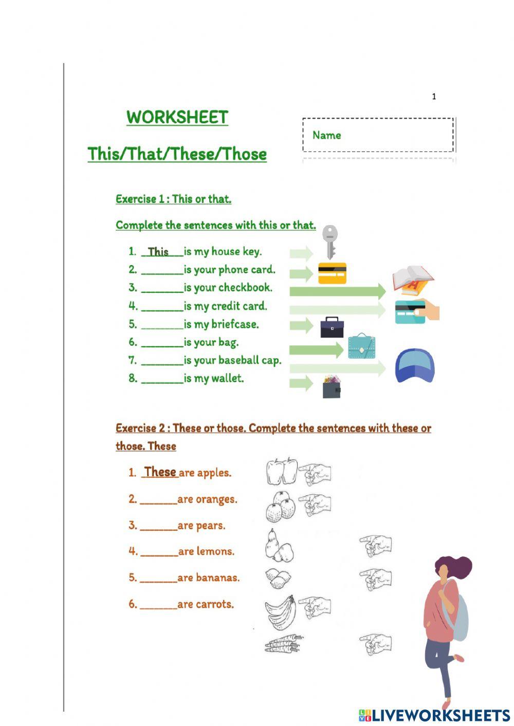 This that these those online worksheet for M2 | Live Worksheets