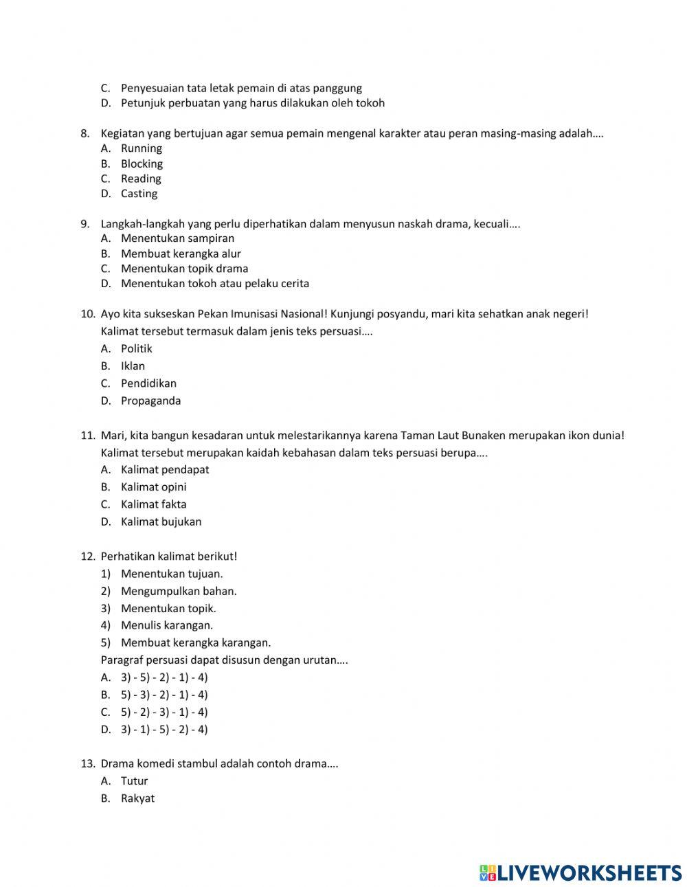 PAS BAHASA INDO… | Free Interactive Worksheets | 5338639