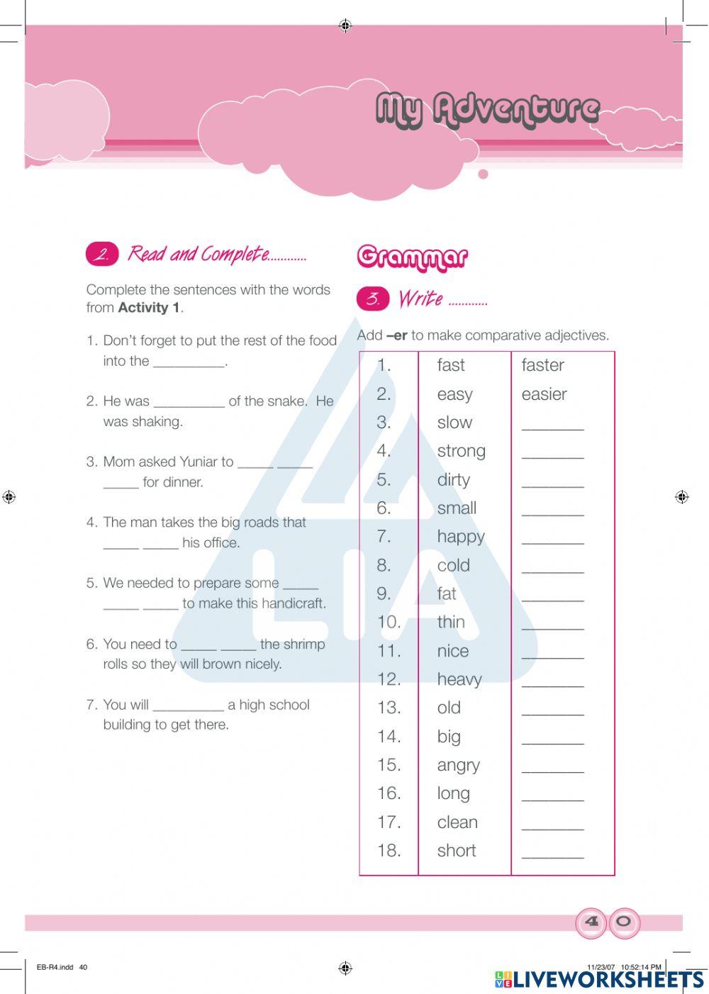 ET4 lesson 9 ex… | Free Interactive Worksheets | 6879255