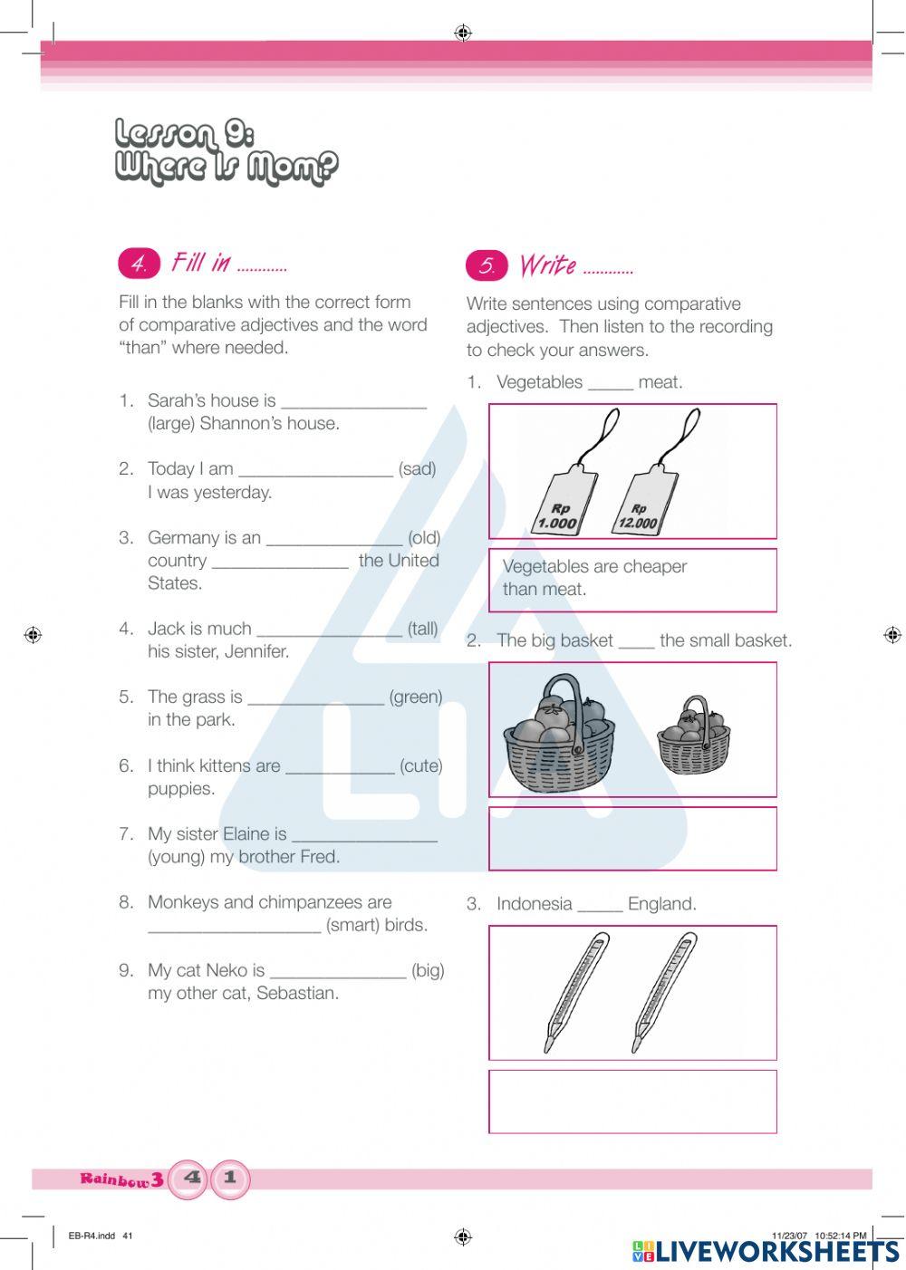 ET4 lesson 9 ex… | Free Interactive Worksheets | 6879255