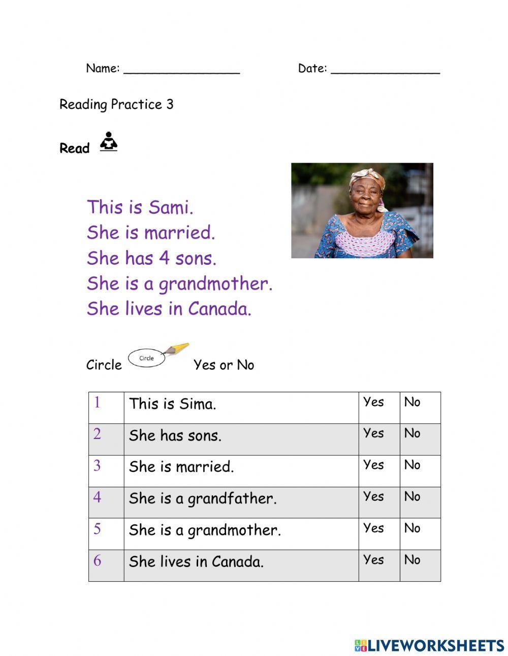Reading: Family 3 worksheet | Live Worksheets