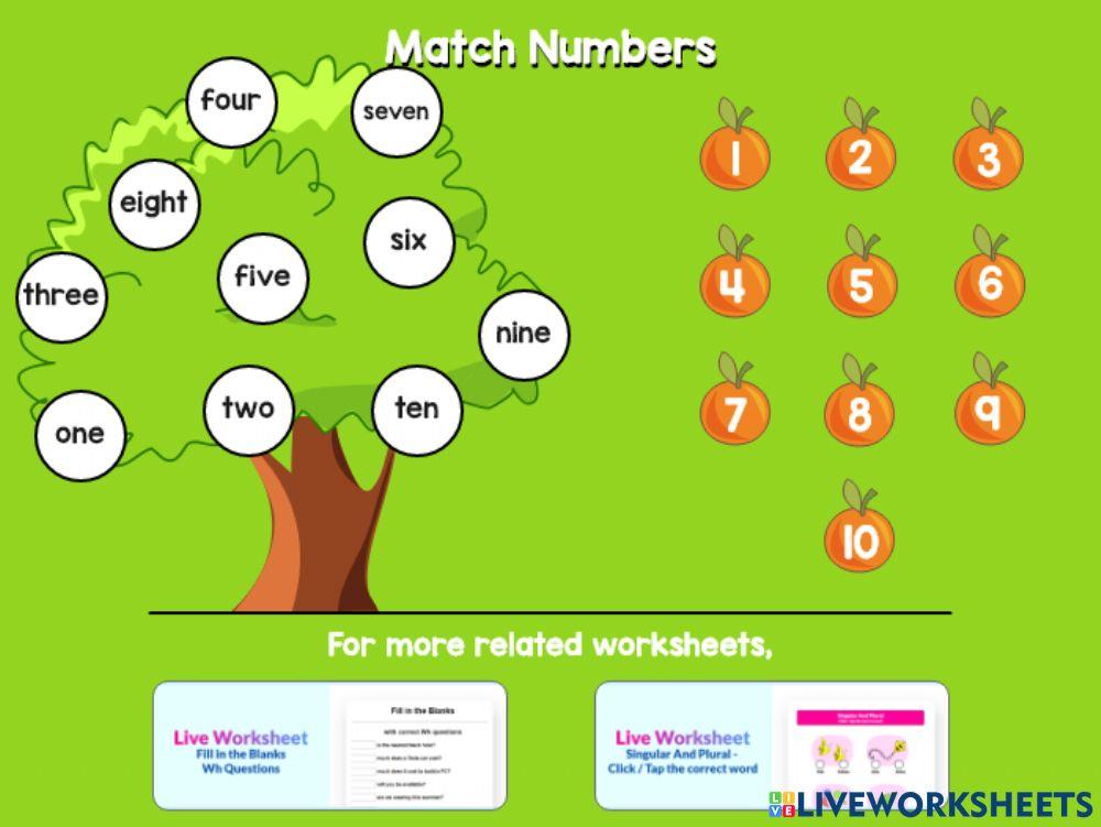 Orange Numbers 1 to 10 worksheet | Live Worksheets