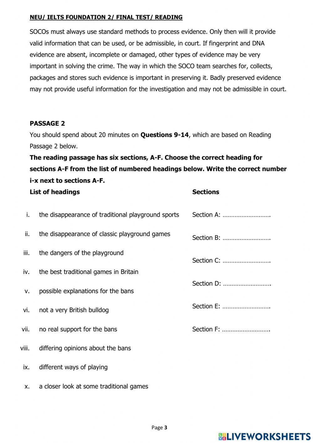 Ielts f2 final … | Free Interactive Worksheets | 2056495