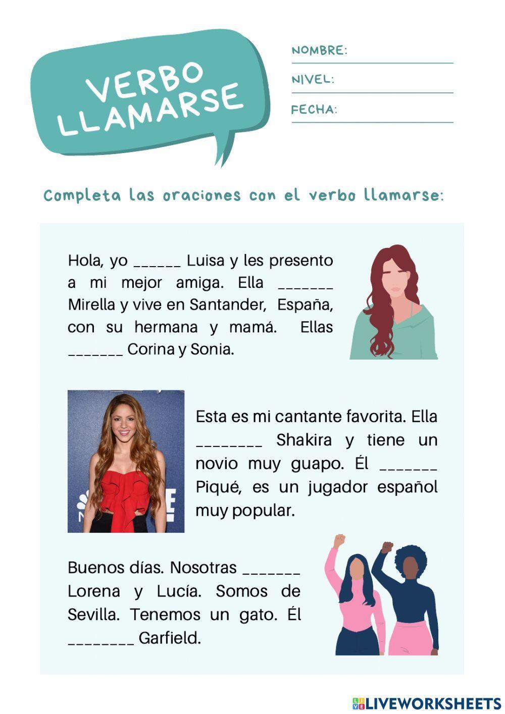 Verbo llamarse | Free Interactive Worksheets | 2056896