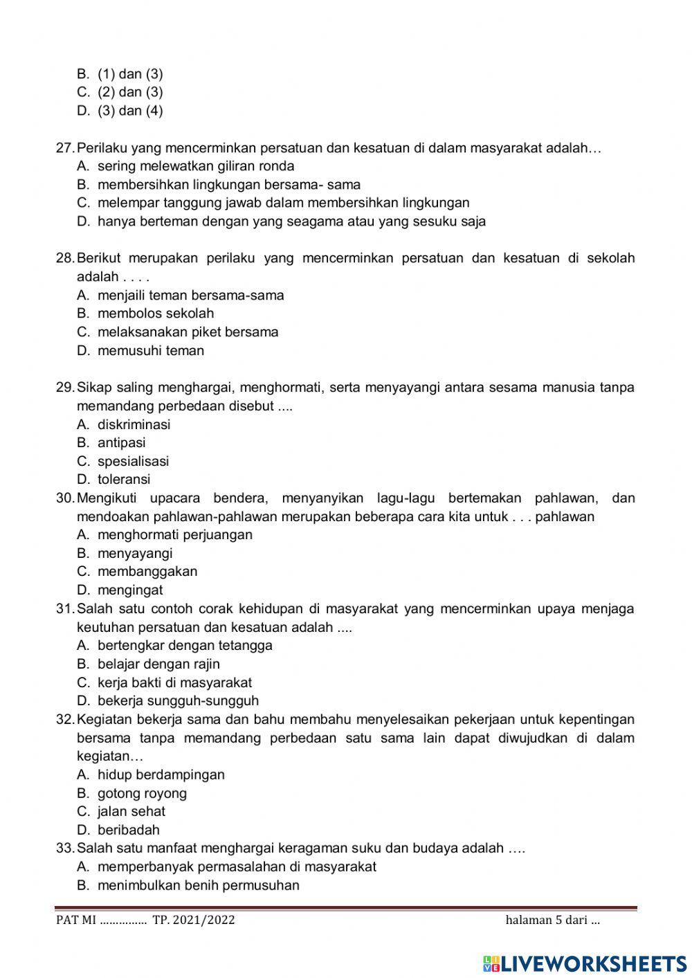 Pkn online exercise for 5 | Live Worksheets