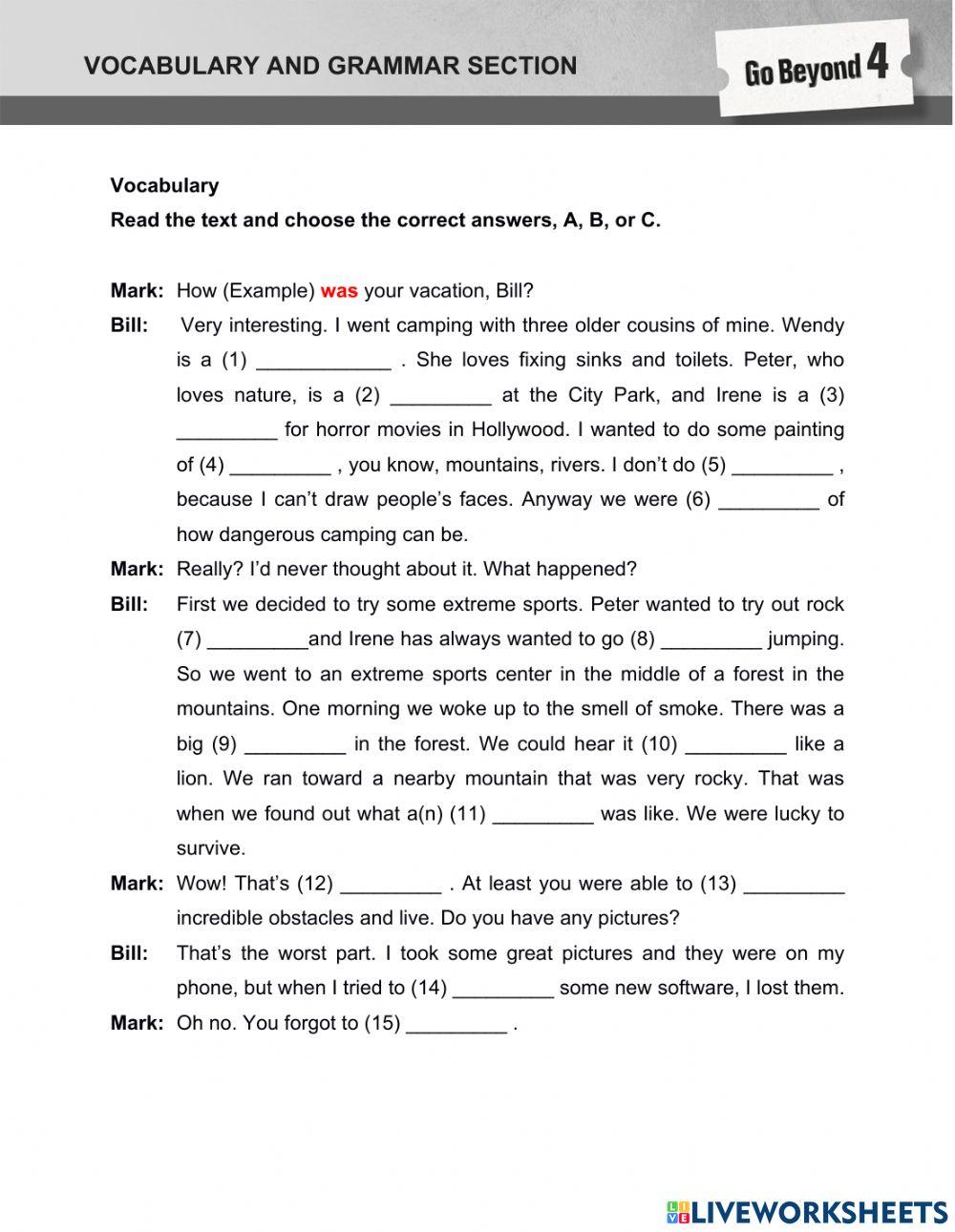 AS7 GRAMMAR 4 online exercise for | Live Worksheets