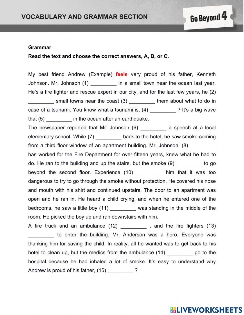 AS7 GRAMMAR 4 online exercise for | Live Worksheets