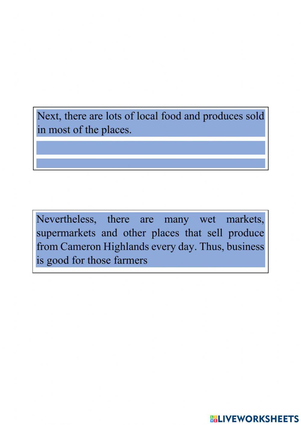 A TRIP TO CAMERON HIGHLANDS worksheet | Live Worksheets