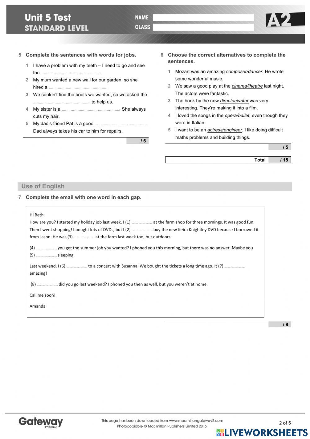 5331576 | GW A2 Unit 5 Test | KateSu | LiveWorksheets