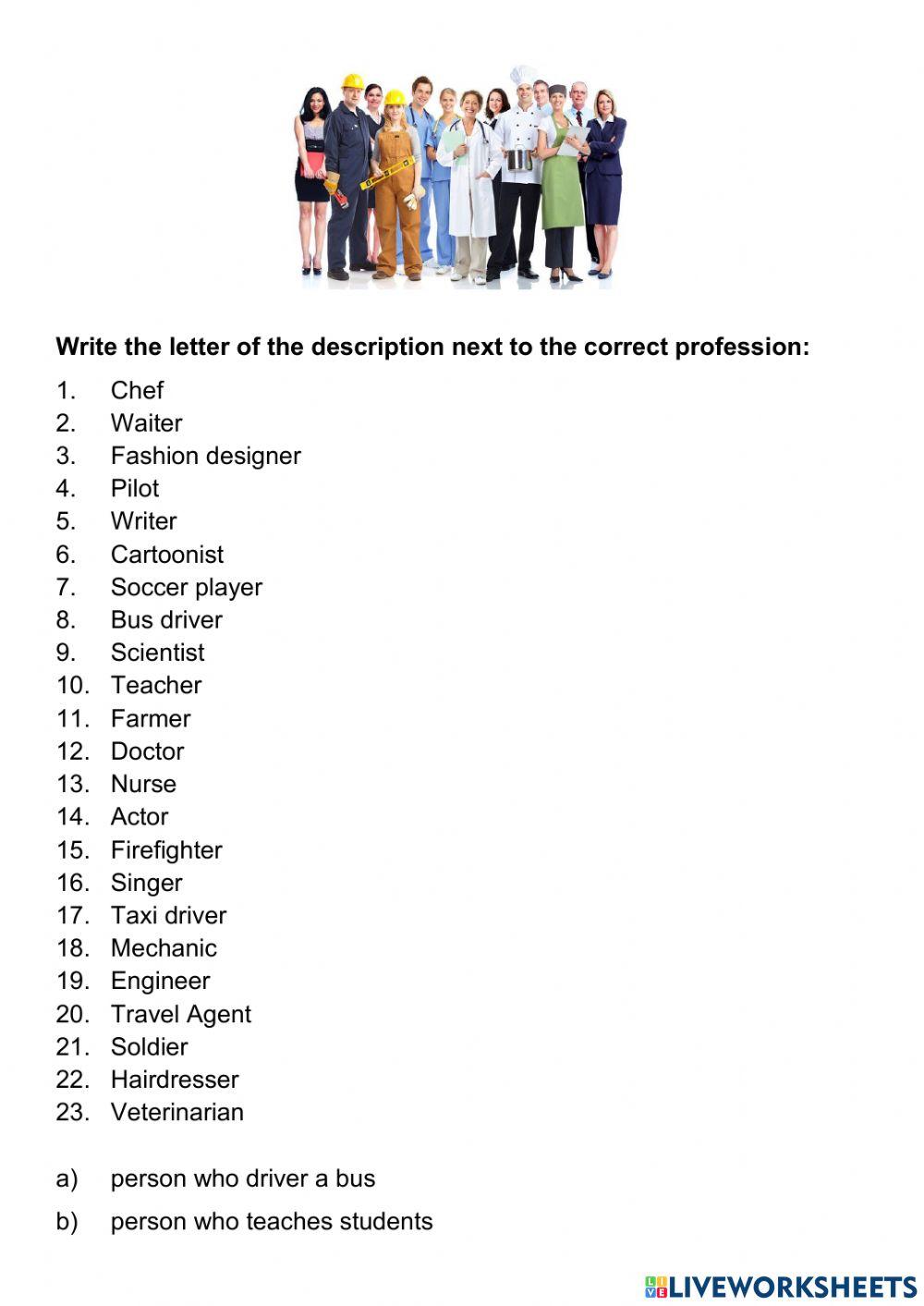 Professions | Free Interactive Worksheets | 6870059