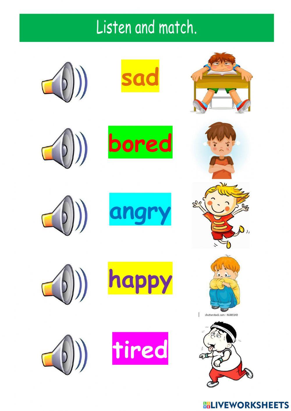 Listen and match online exercise for 1º Primaria | Live Worksheets