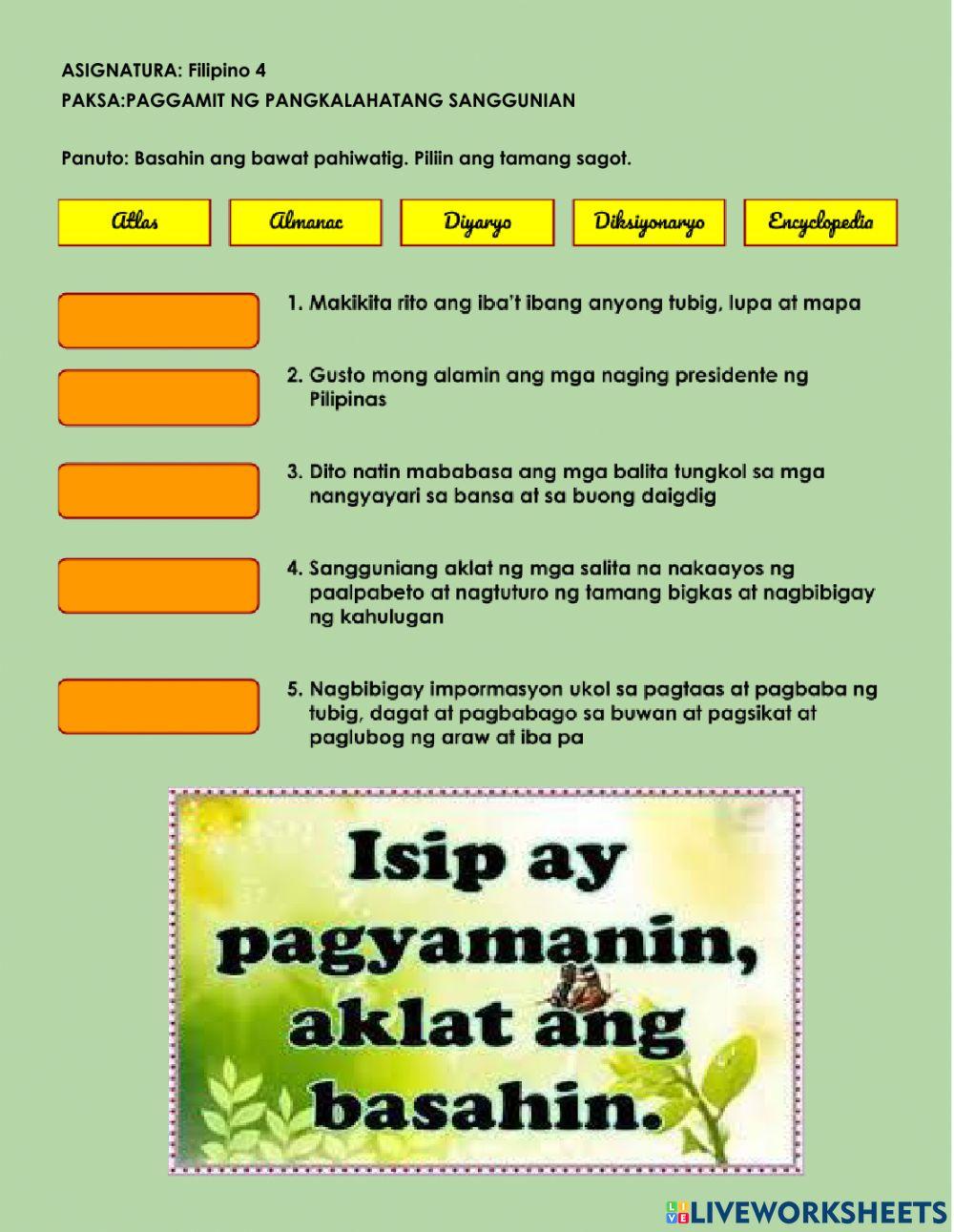 Pangkalahatang … | Free Interactive Worksheets | 2839725