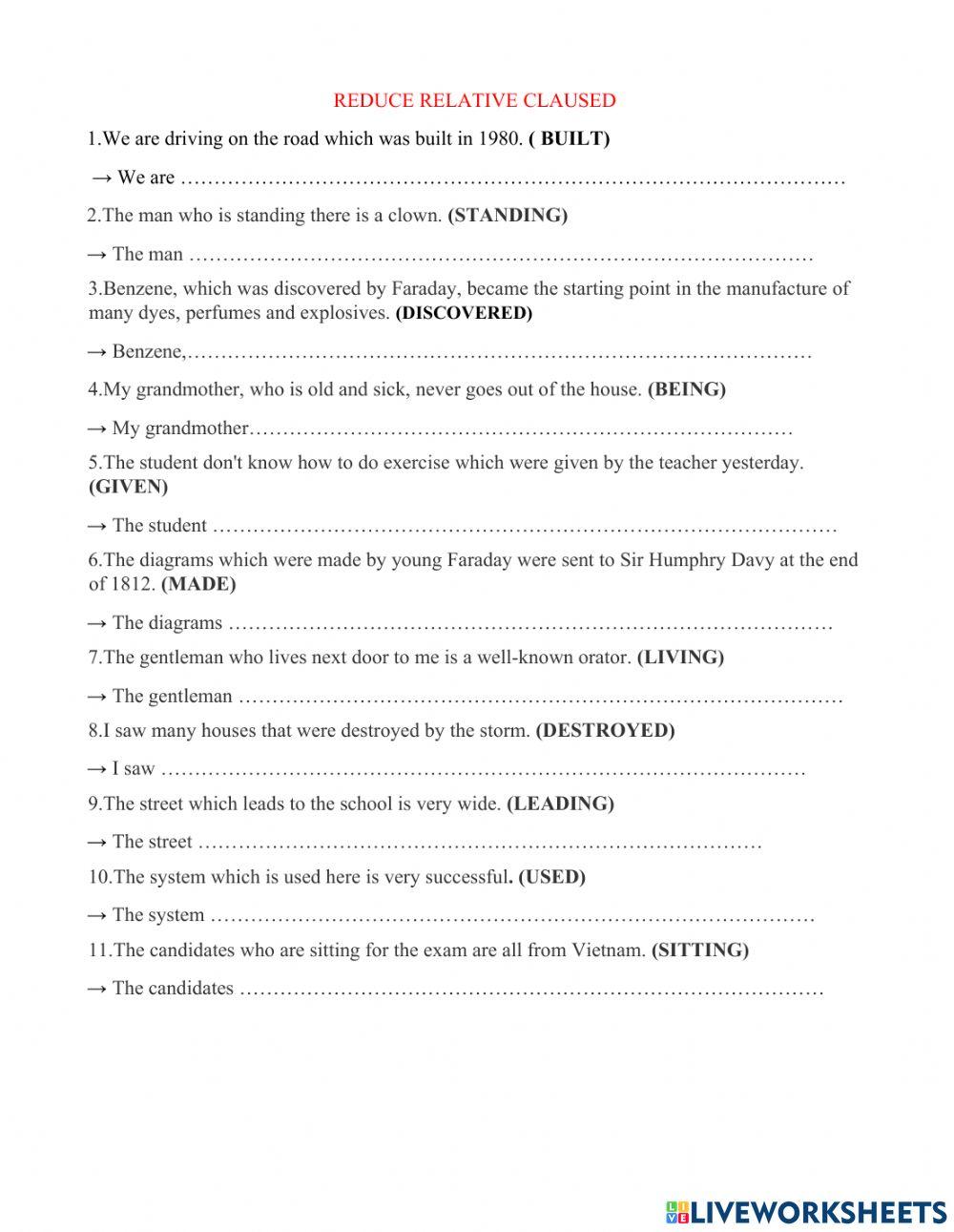 Reduce ralative clauses 2022575 | thanhtqn | Live