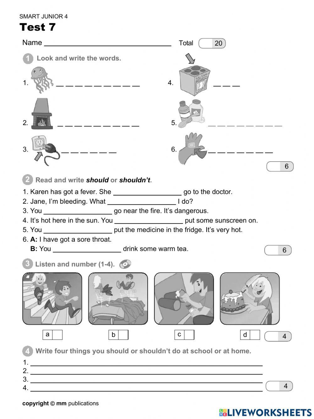 smart junior 4 - test 7 online exercise for | Live Worksheets