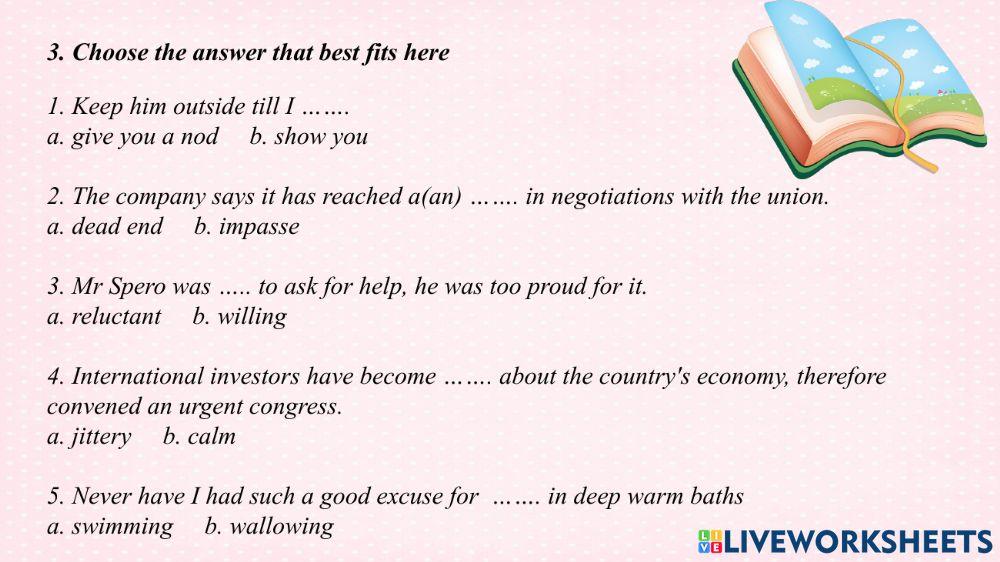 Words from book (part 1) worksheet | Live Worksheets