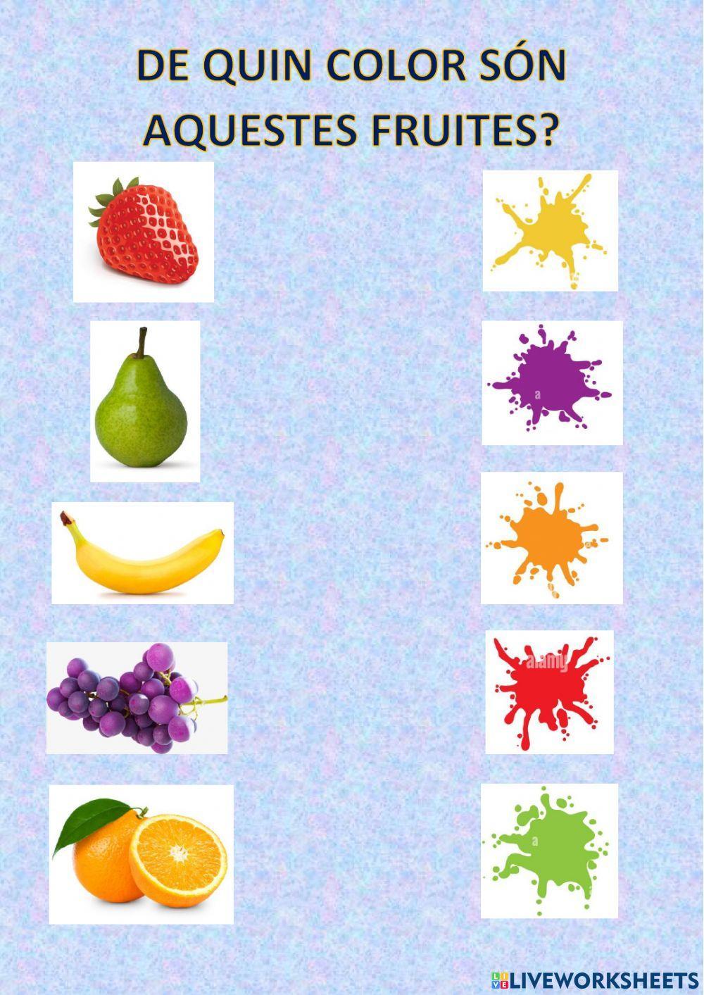 Les fruites i els colors worksheet | Live Worksheets