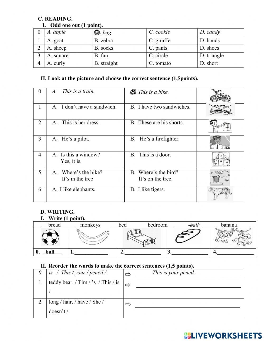 ôn lớp 3 cả năm online exercise for | Live Worksheets