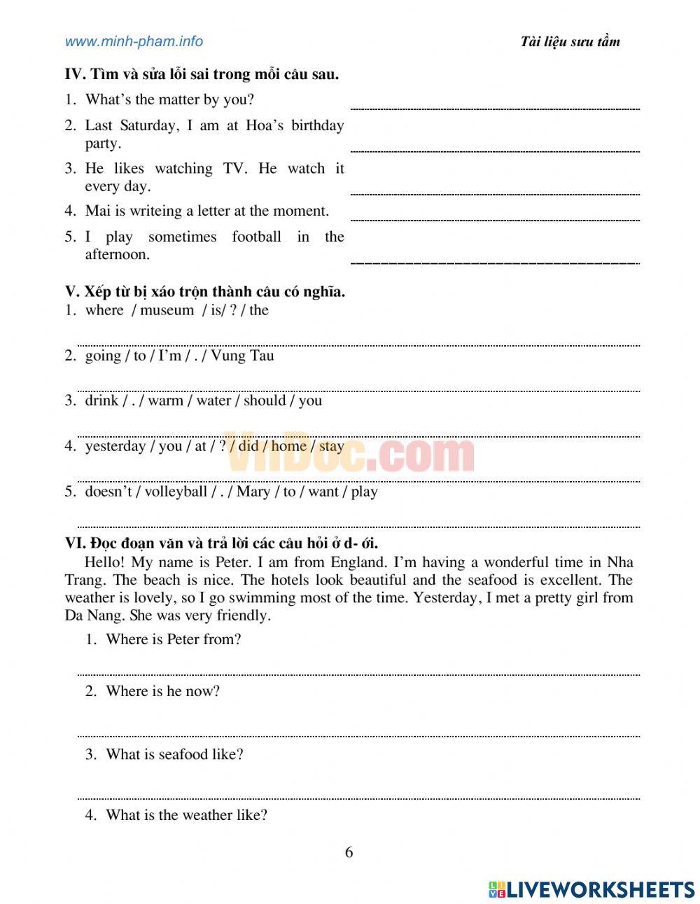 Trial test interactive worksheet for 5 | Live Worksheets