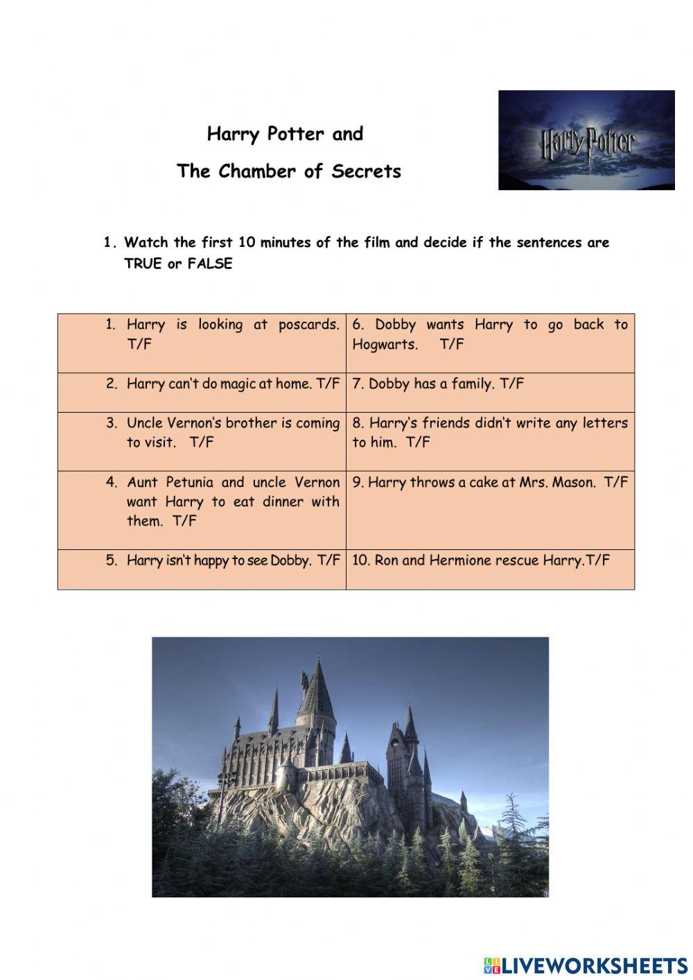 harry potter an… | Free Interactive Worksheets | 6870513