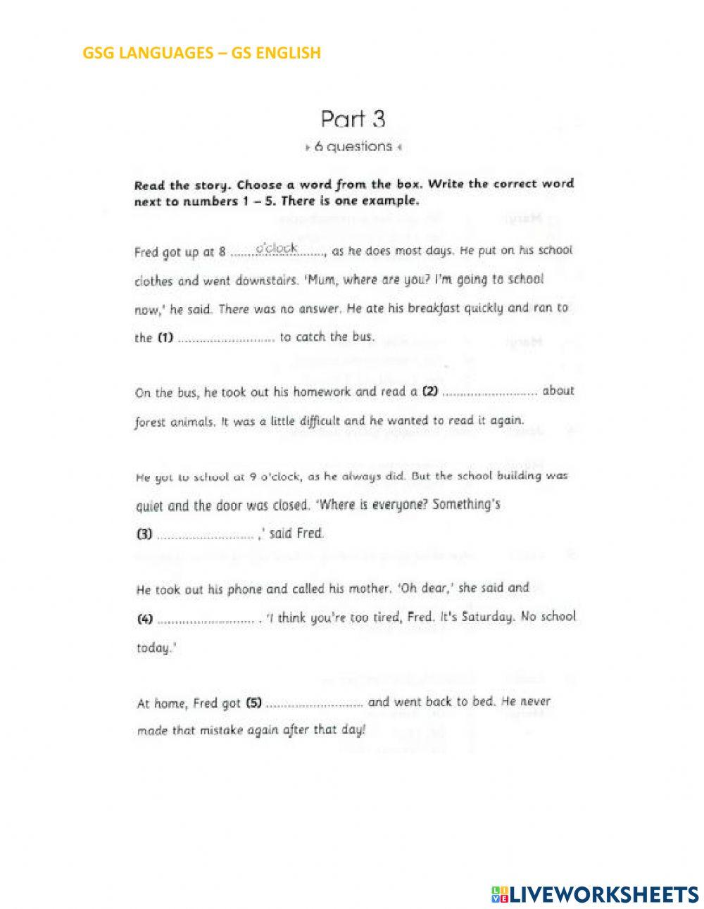 Skills Builder For Cambridge-Movers-Reading and Writing-Part 3-Test 5 ...