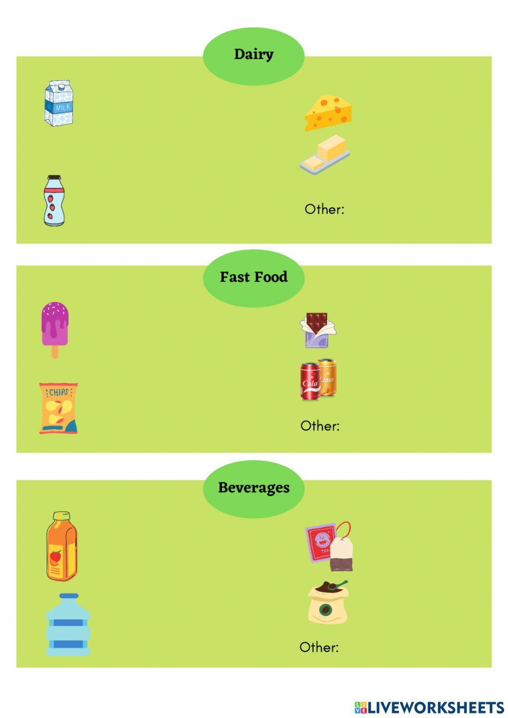 Shopping list online pdf activity | Live Worksheets