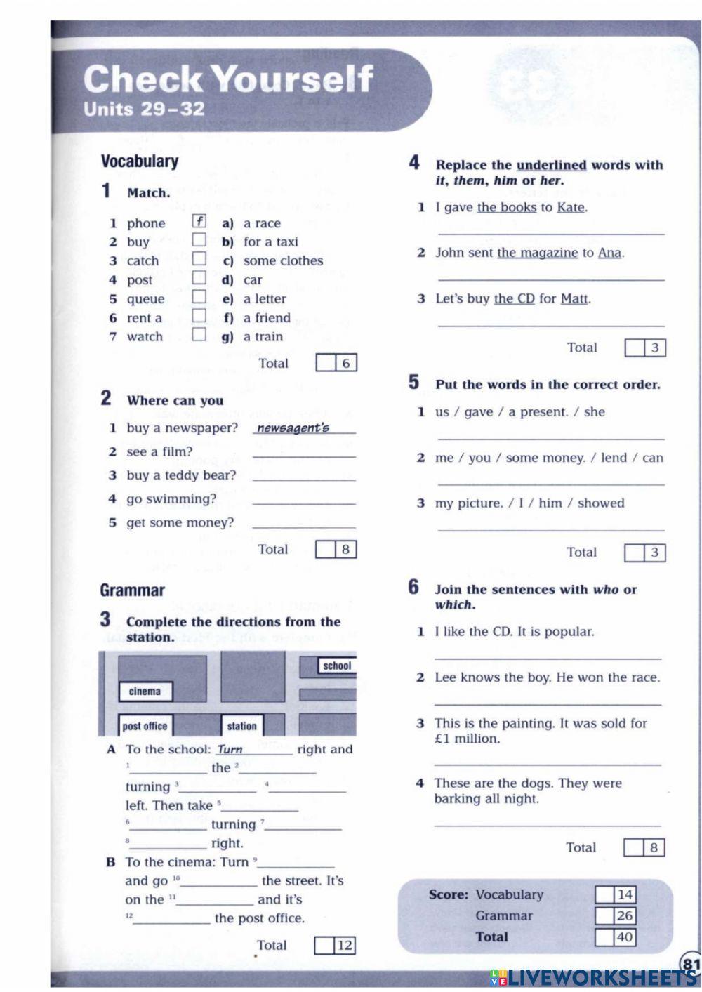 Check Yourself interactive worksheet | Live Worksheets