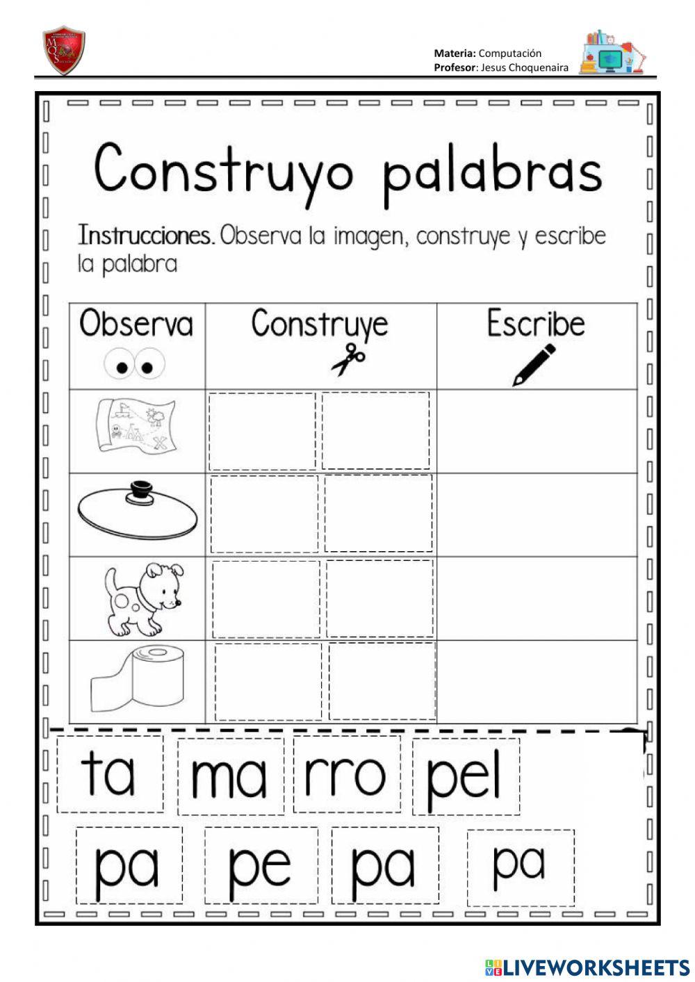 Ordenar palabras activity for 1ro | Live Worksheets