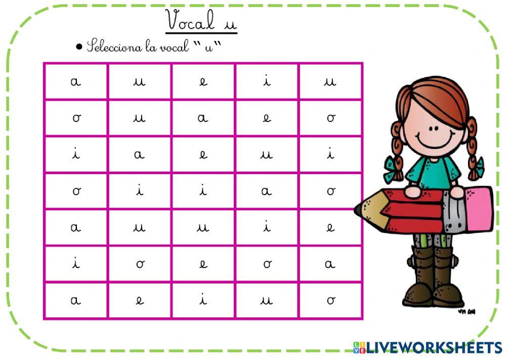 Vocal u interactive activity for nivel inicial | Live Worksheets
