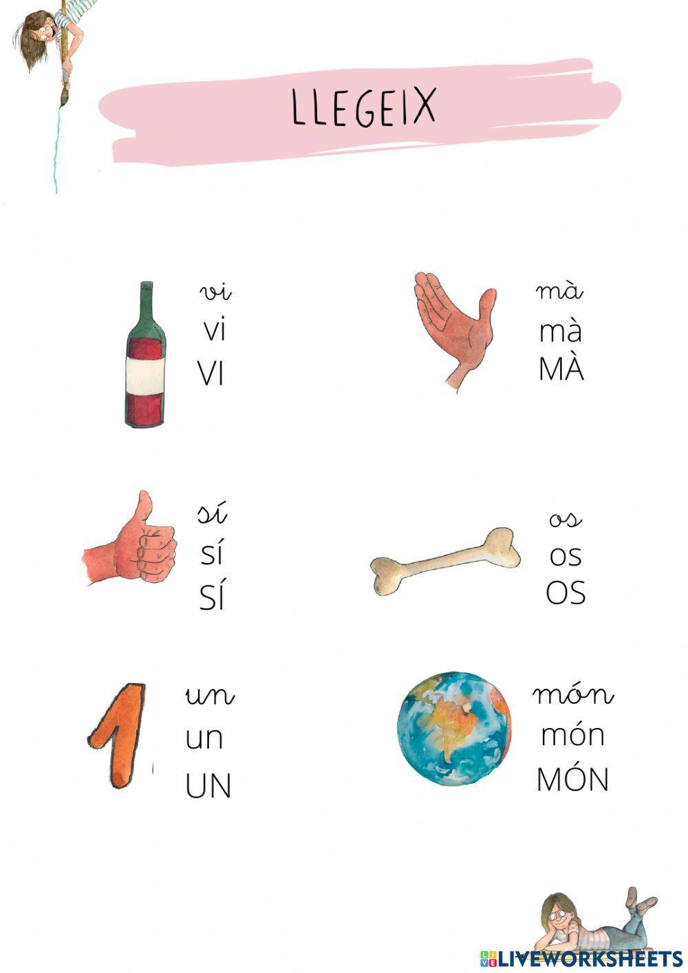 monosíl·labs 2 | Free Interactive Worksheets | 228327