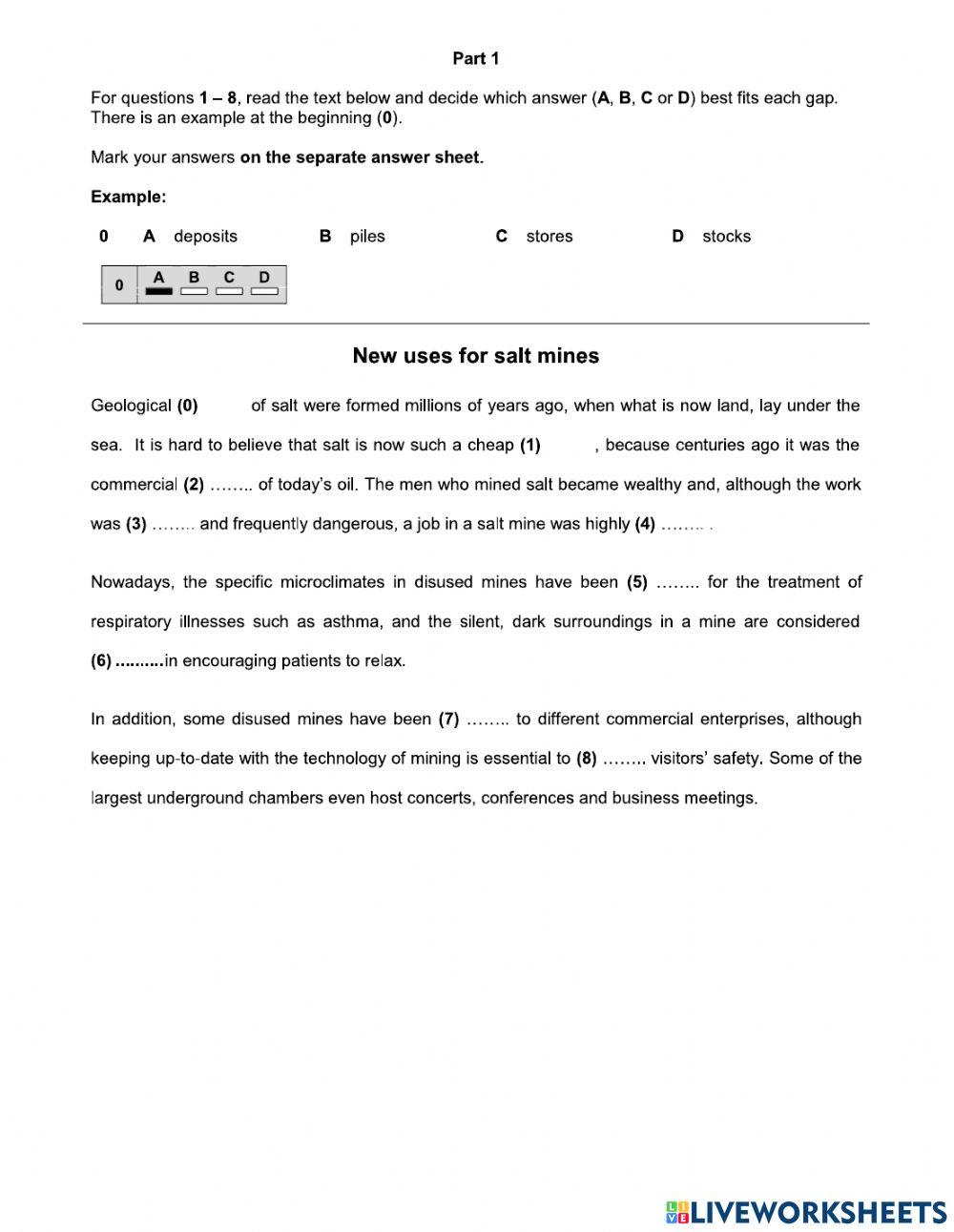 CAE TEST 2 use of english online exercise for | Live Worksheets