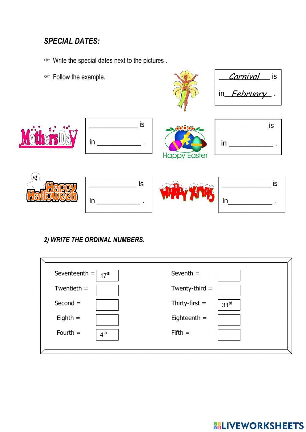 Dates interactive activity for elementary | Live Worksheets