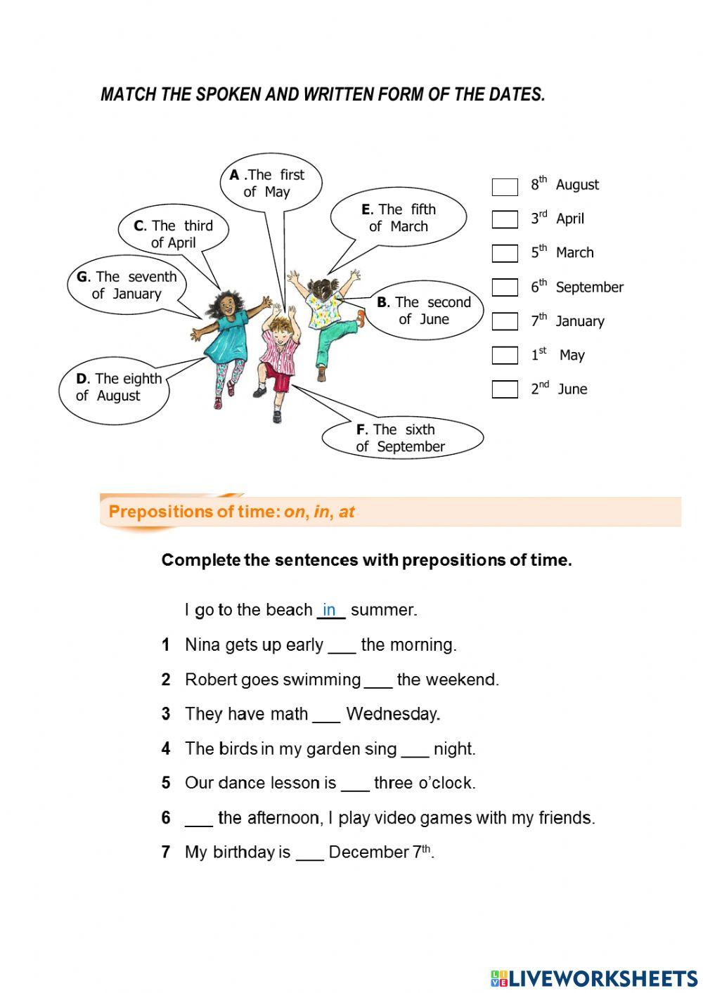 Dates interactive activity for elementary | Live Worksheets