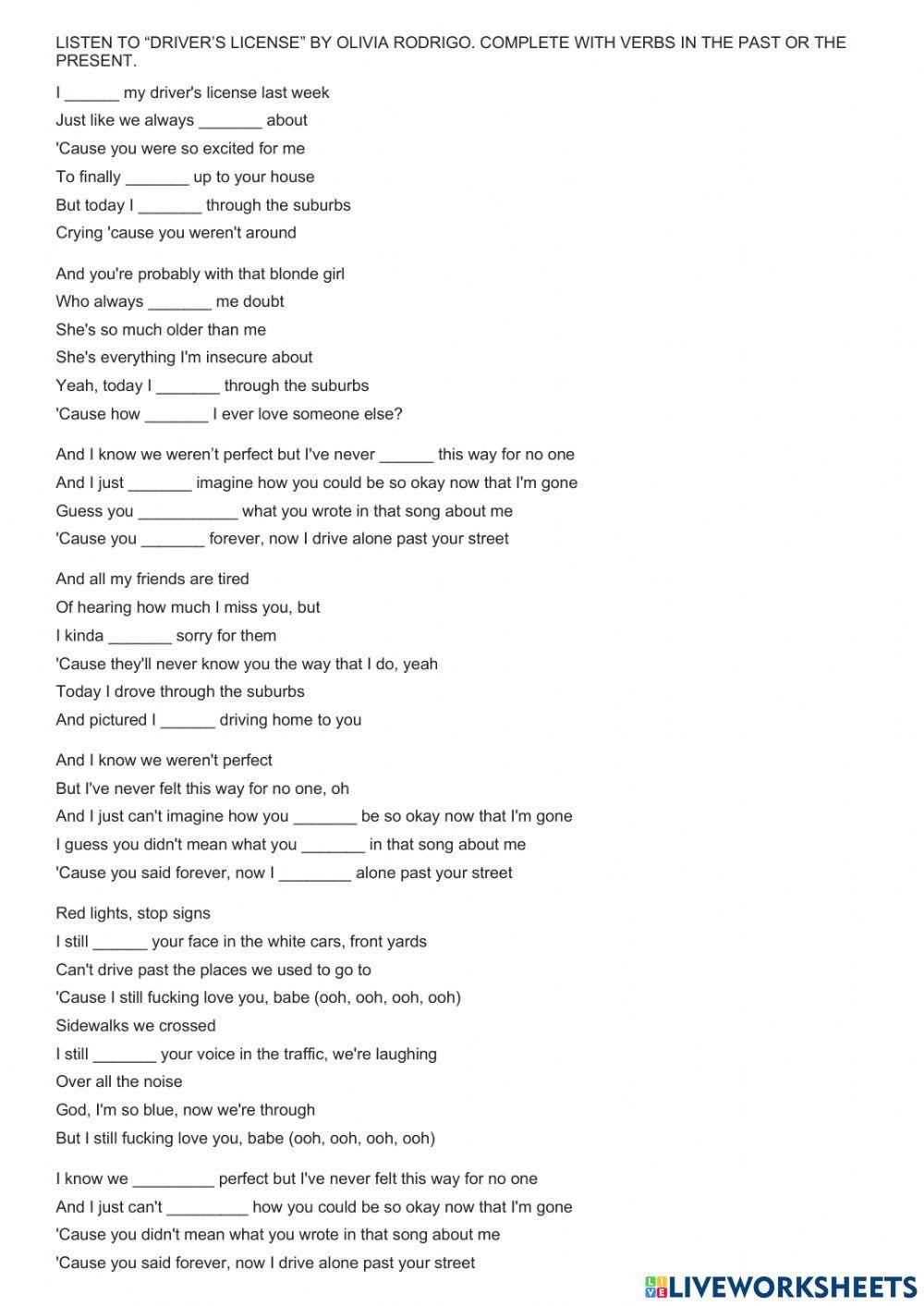 Driver's license activity | Live Worksheets