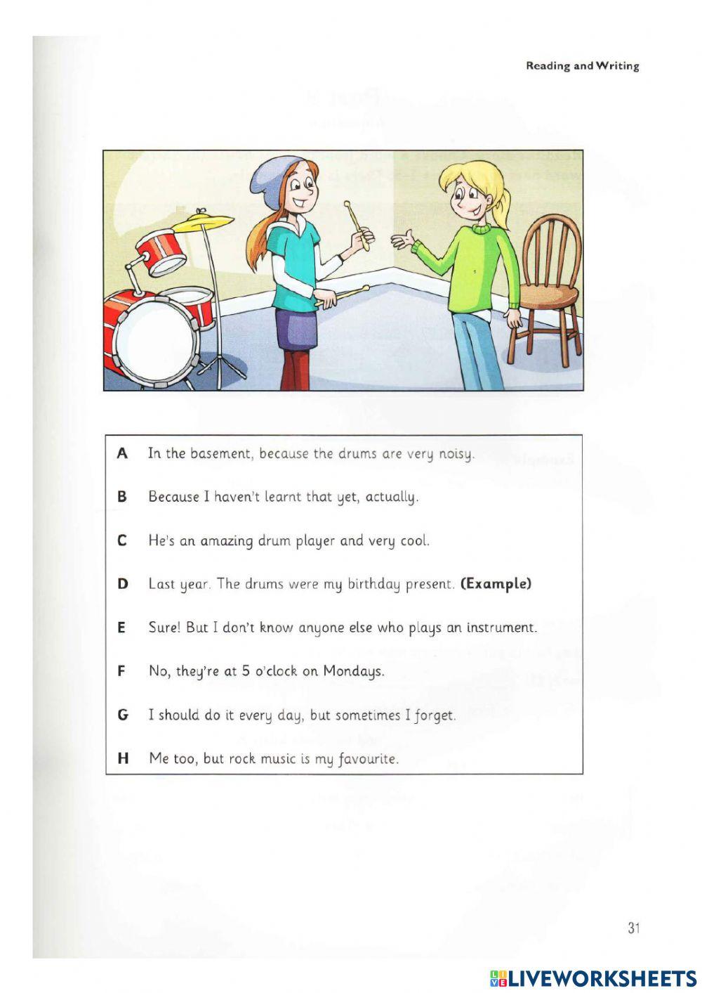 Reading-Writing-Test-05-part-1-2-3 worksheet | Live Worksheets