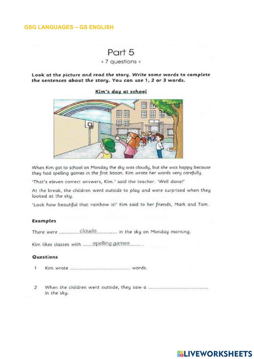 Skills Builder For Cambridge -Movers-Reading - Writing -Part.5 - Test 3 ...