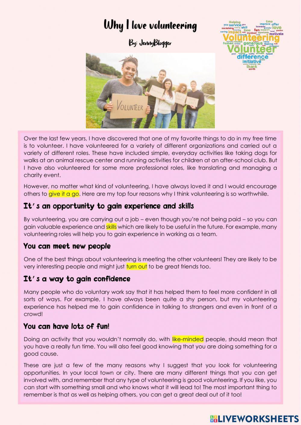 2025693 | Reading Why I love volunteering? | Fernanda