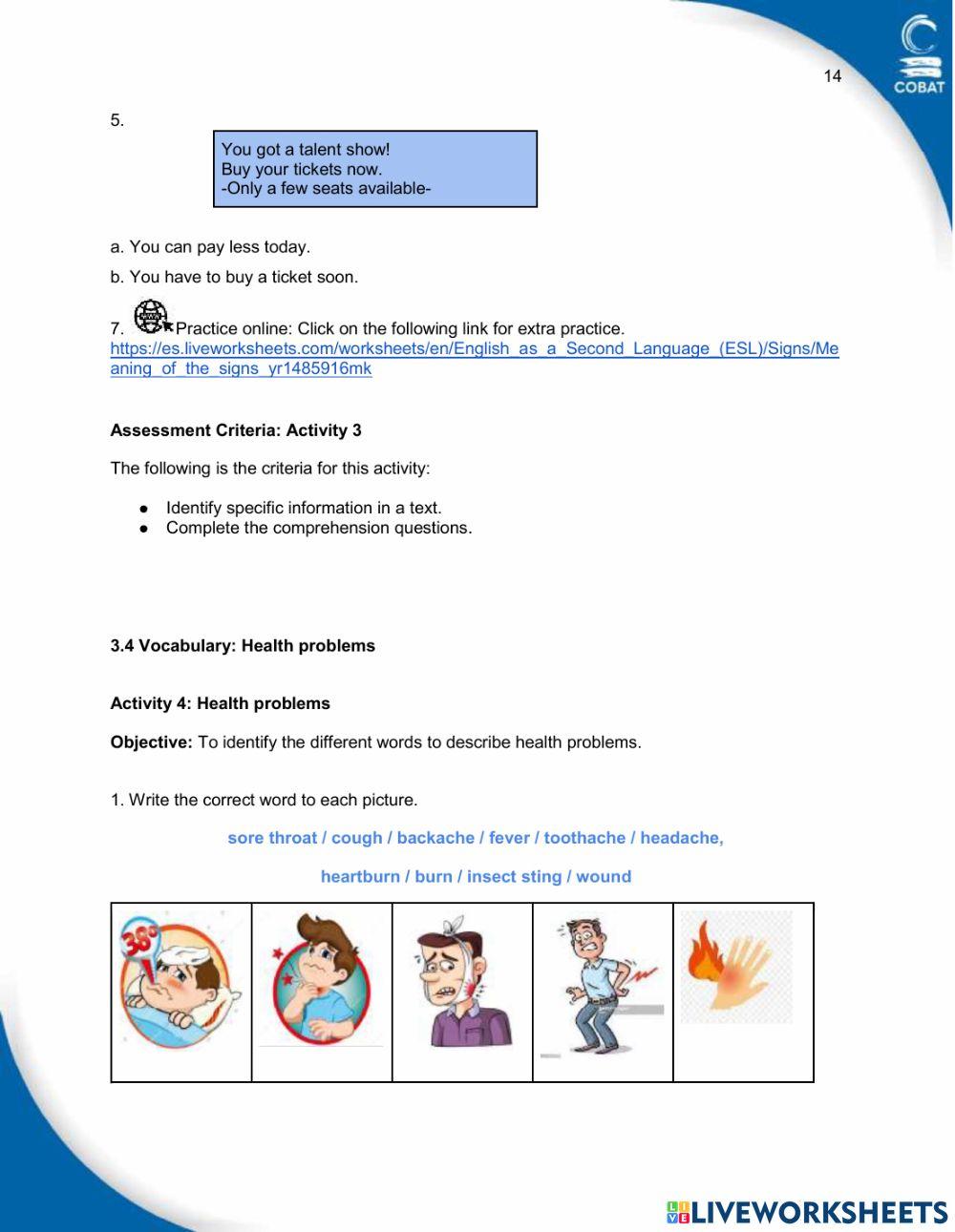 Modals ingles ii act 3 bloque 3 Activity 3: Reading notices worksheet ...