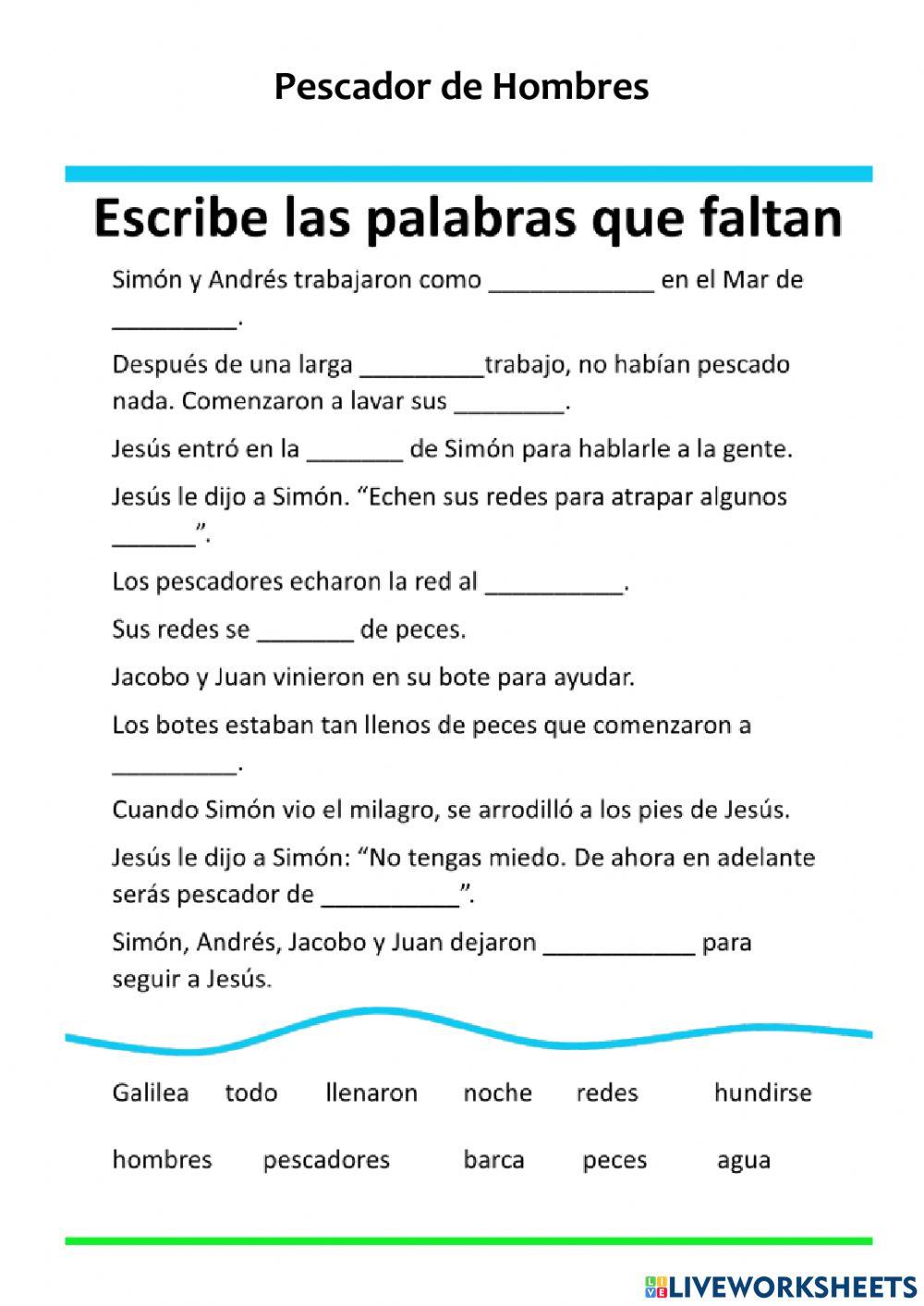 Pescadores de Hombres 0838 | Sohar | Live Worksheets