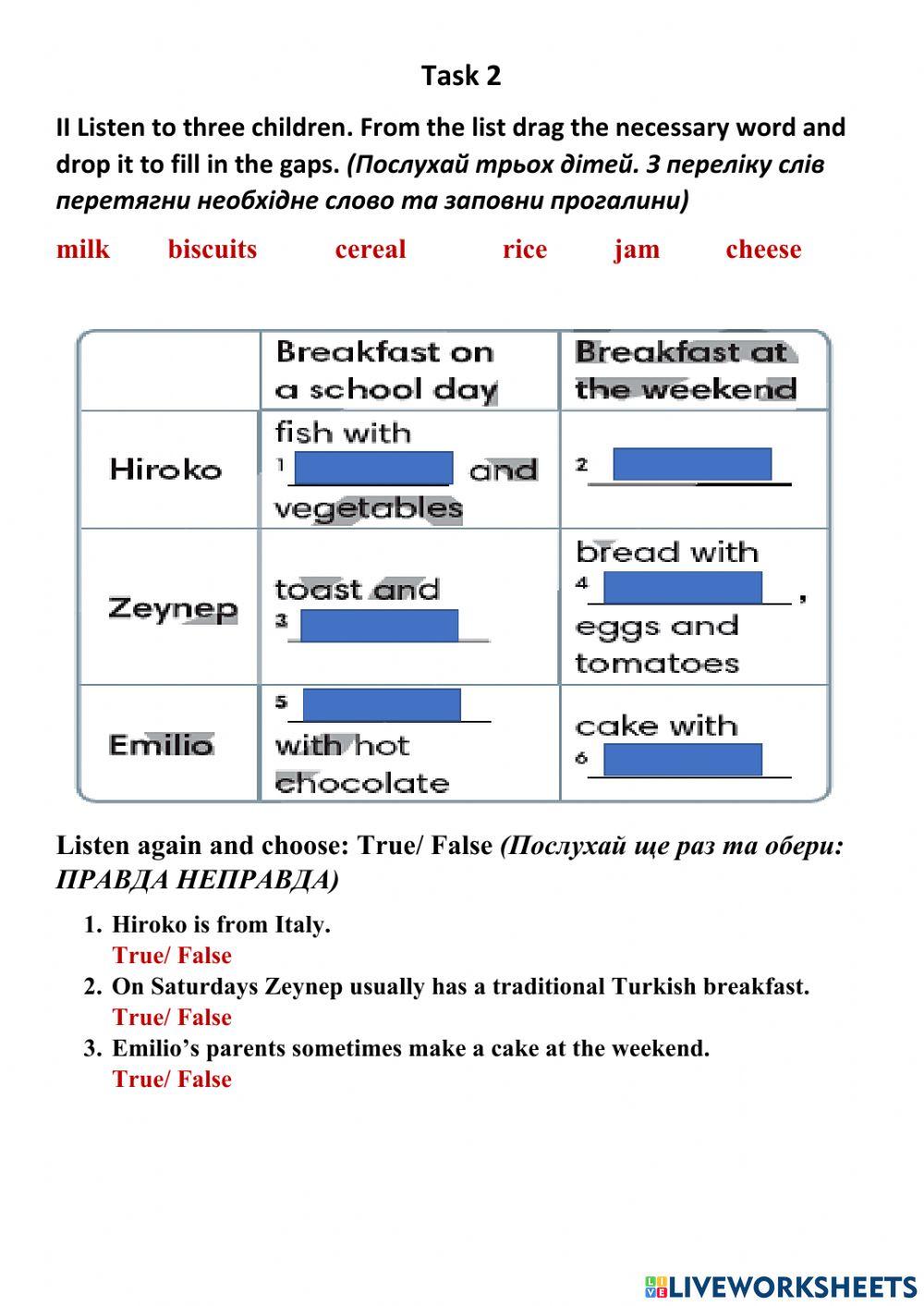 Listening online exercise for Grade 4 | Live Worksheets