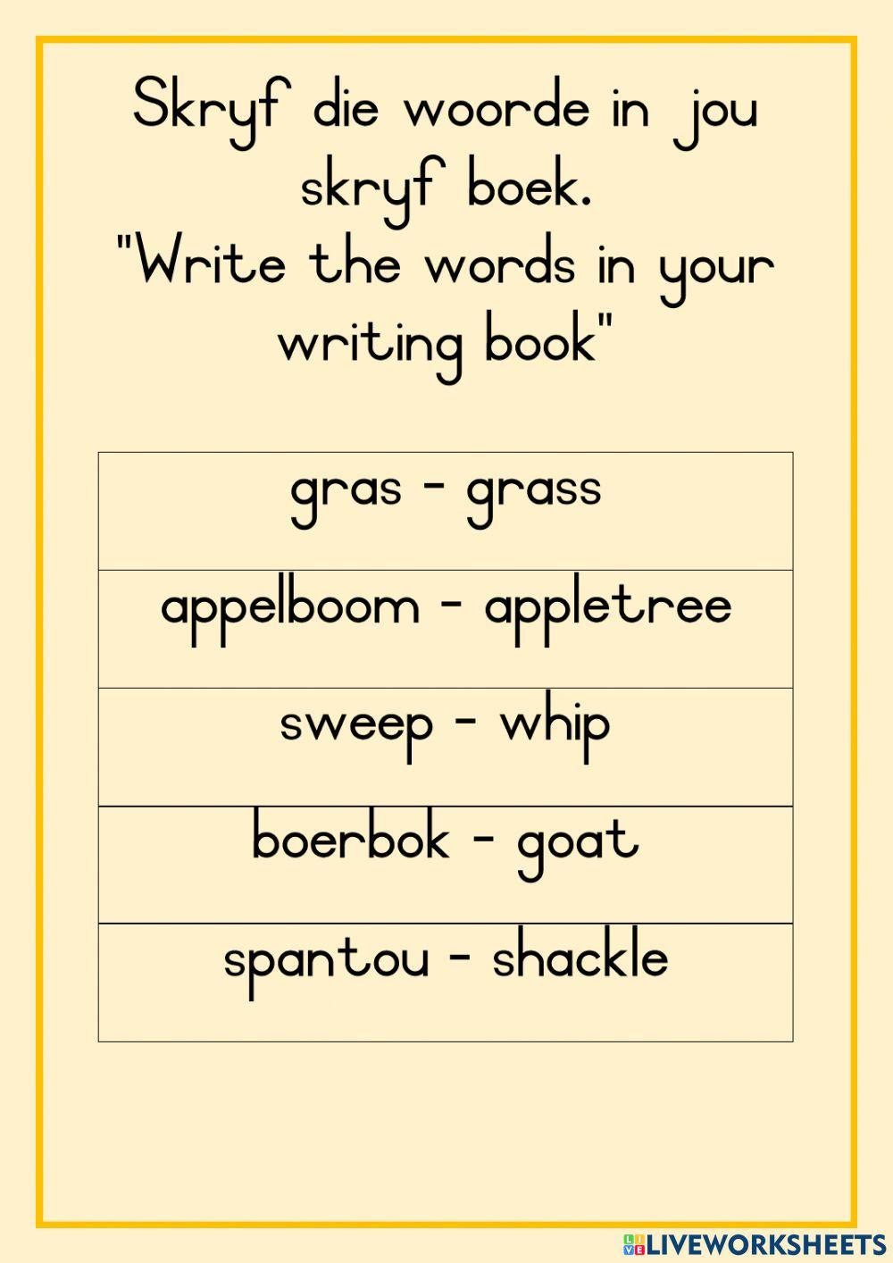 Woorde activity | Live Worksheets