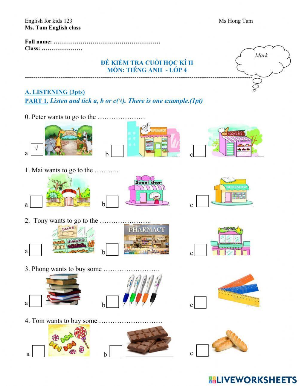 Grade 4 - 2nd final test - MS Tam | LiveWorksheets