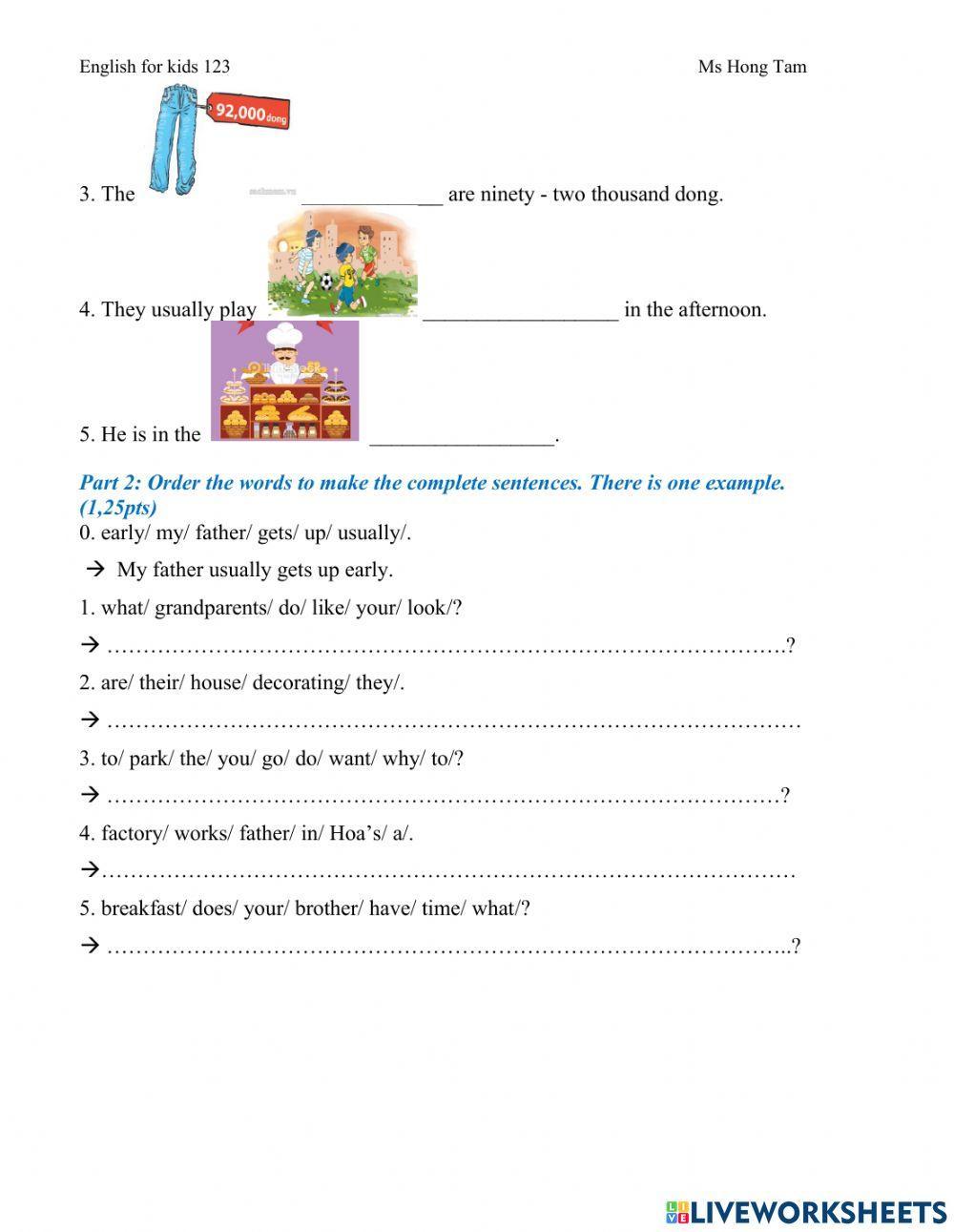 Grade 4 - 2nd final test - MS Tam | LiveWorksheets