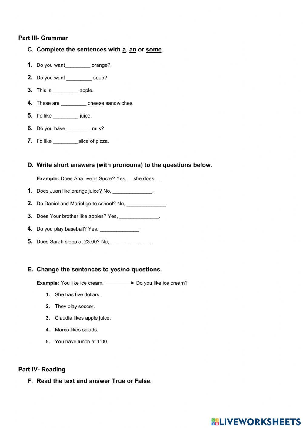 OYM 4 quiz 2 worksheet | Live Worksheets