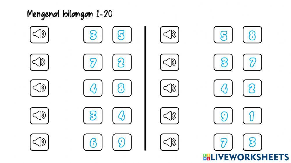 Mengenal Angka 1-20 activity | Live Worksheets